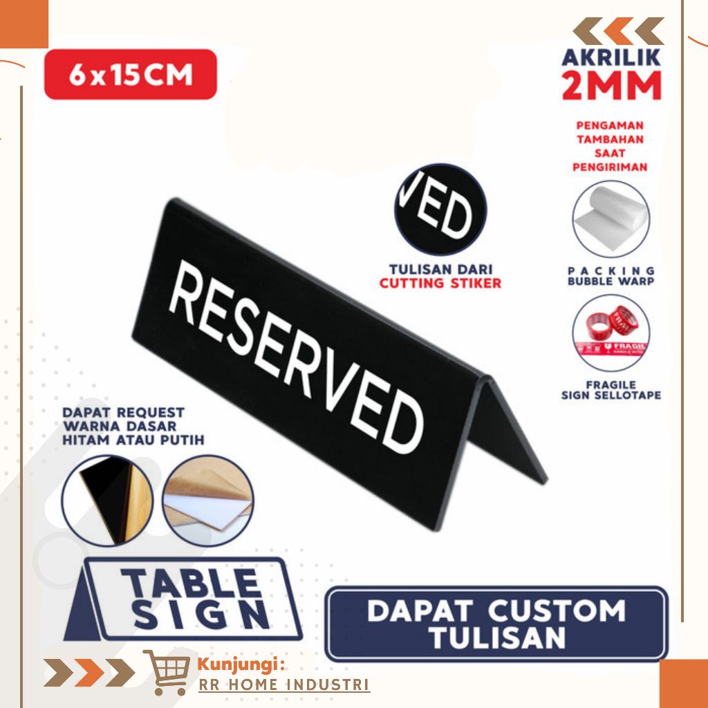 Jual Papan Meja Reserved Akrilik Acrylic / Reserved Sign Kartu Nama ...