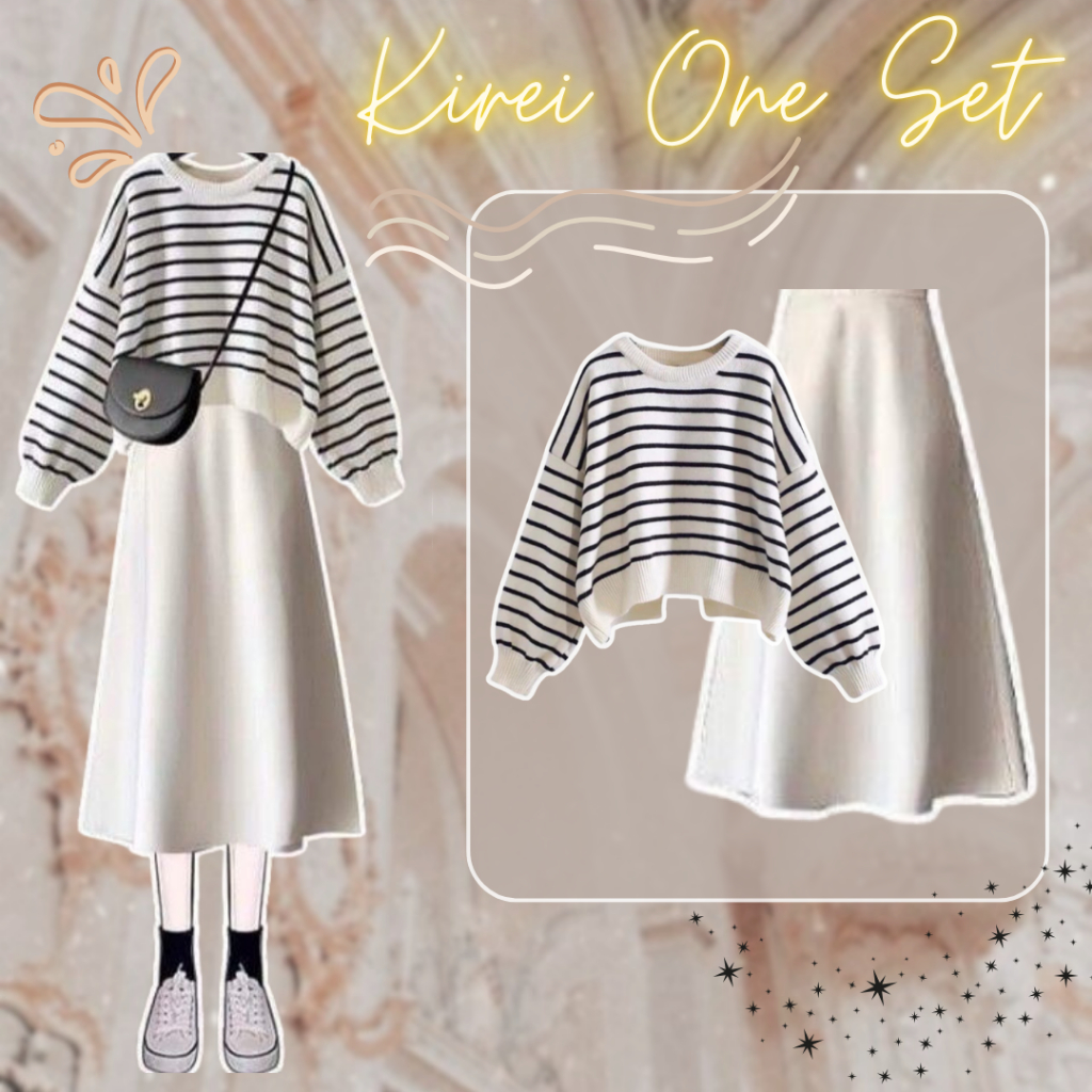 Jual Kirei Set 2 In 1 Sweater One Set Korean Style One Set Wanita ...
