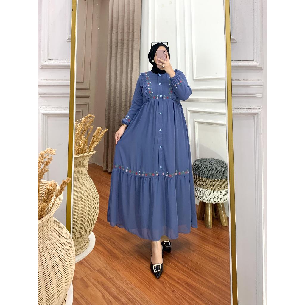 Jual AIRA Series Gamis Bordir Ceruty BabyDoll Full Puring Premium ...