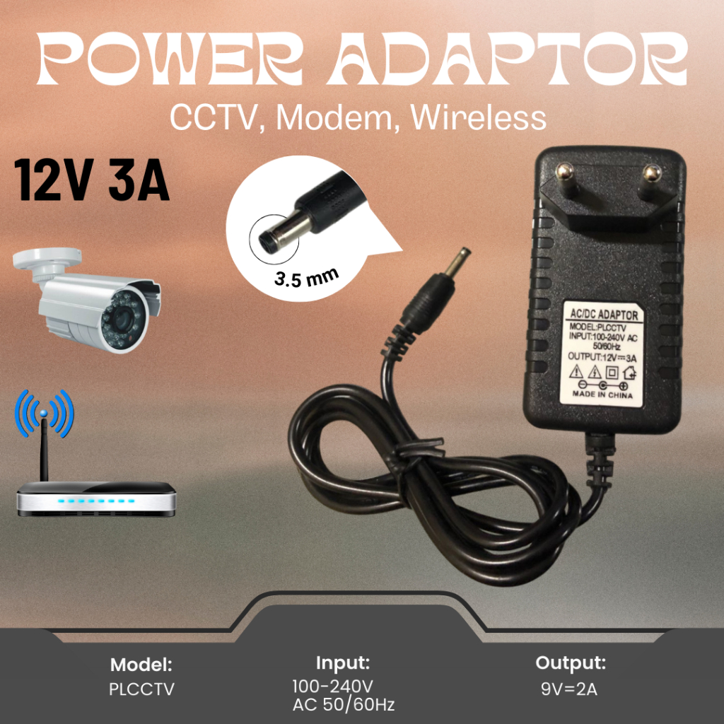 Jual [ COD ] ADAPTER ADAPTOR DC 12V 3A JACK 3.5mm Real ampere TRAFO ...