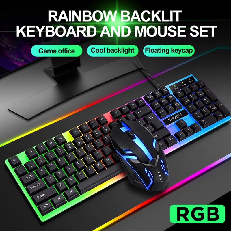 Jual Keyboard Mouse Set Gaming Mekanik Keyboard RGB Led Kable USB ...