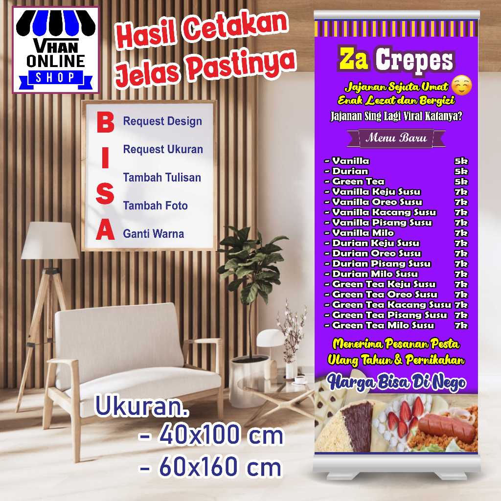 Jual Spanduk Banner Custom Daftar Menu Crepes Bagus Murah | Shopee ...