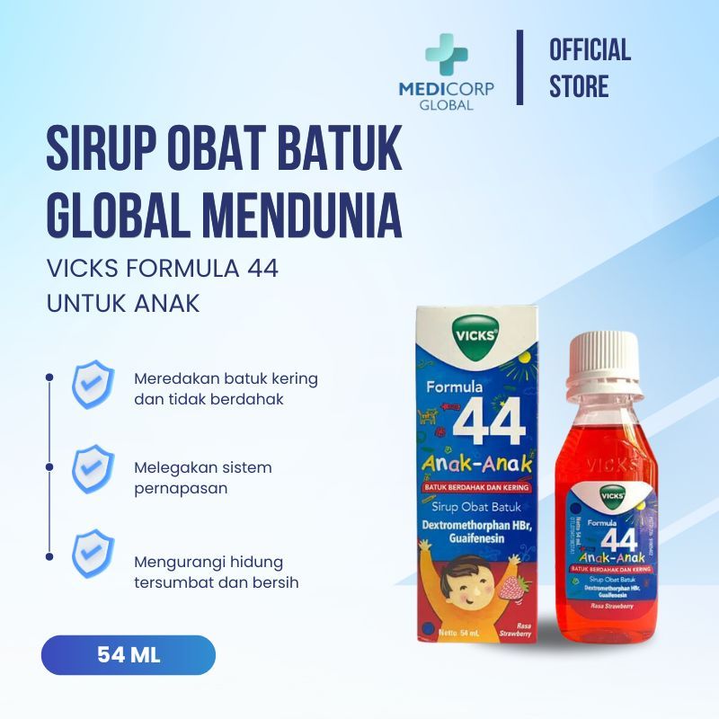Jual [MEDICORP] Vicks formula 44 anak sirup obat batuk rasa strawberry ...