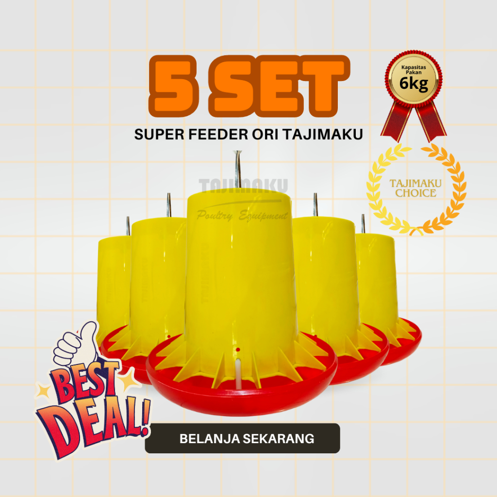 Jual tempat pakan ayam 6kg spf SUPER FEEDER KLEM MUR superfeeder 5 Set | Shopee Indonesia