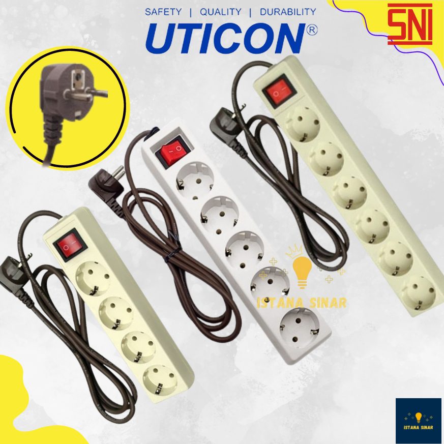 Jual UTICON Stop Kontak 3 4 5 6 Lubang + Switch + Kabel 1,5M saklar colokan | Shopee Indonesia