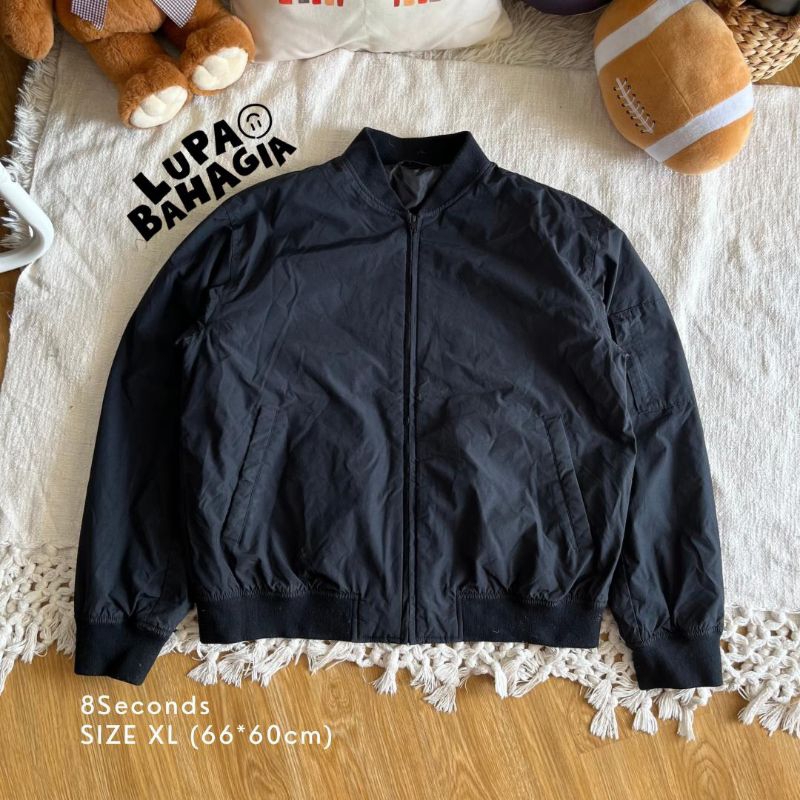 Jual 8SECONDS Korea Black Bomber Jaket size XL | 100% Original | Shopee Indonesia