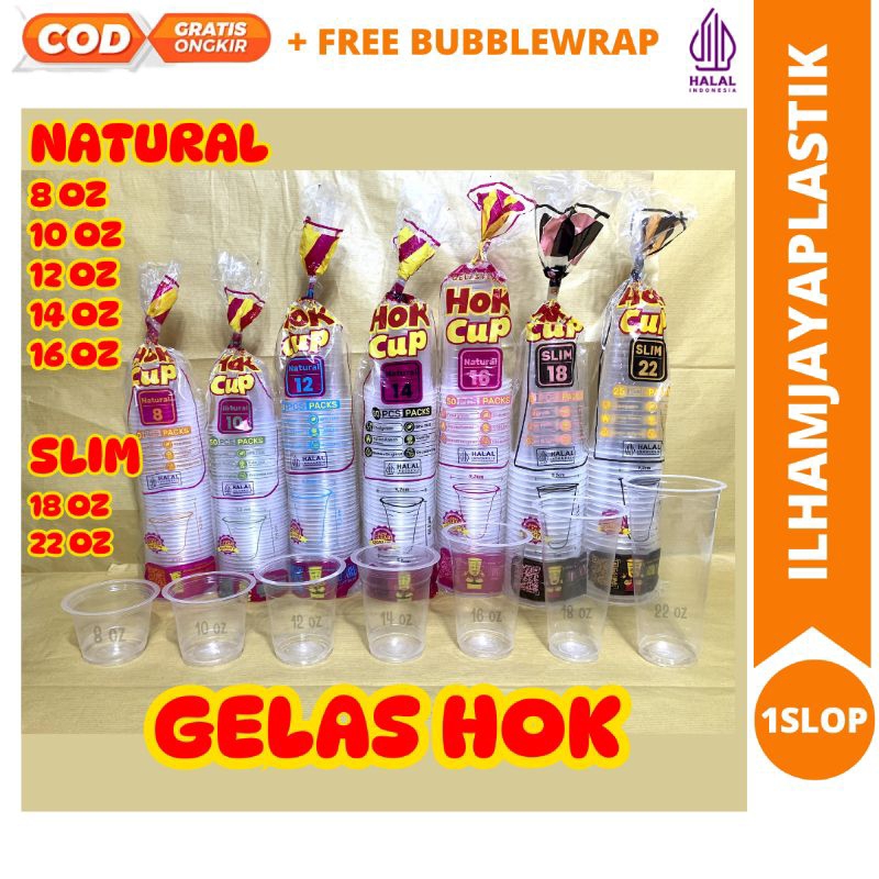Jual Gelas plastik Hok Natural / Gelas Hok slim / gelas Hok cup / Gelas ...