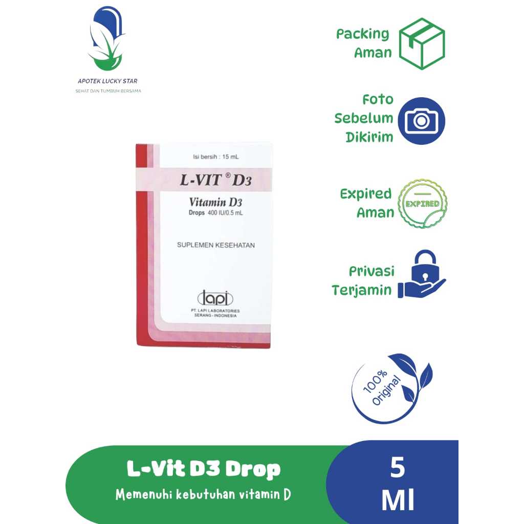 Jual L-VIT L VIT D3 DROPS BAYI BOTOL 15 ML Vitamin D3 Drops untuk bayi,Vitamin Tulang dan Tumbuh ...