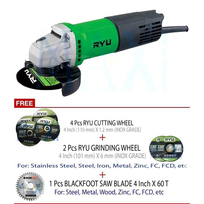 Jual Mesin Gurinda / Gerinda Tangan 4 inch - TEKIRO RYU RSG 100-3 (+4+2+4x60T) | Shopee Indonesia