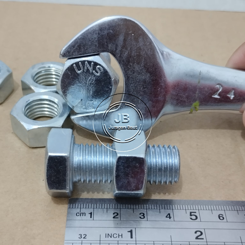 Jual BAUT MUR M16X40 PANJANG 4CM 4 CM KUNCI 24 40MM MM PUTIH BAUD BMP ...