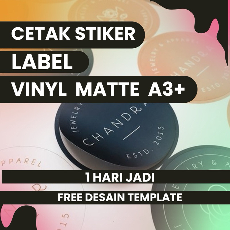 Jual STIKER LABEL VINYL MATTE A3+ FREE DESAIN TEMPLATE FREE CUTTING ...