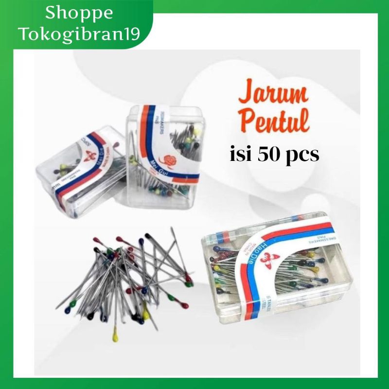Jual Jarum Pentul Mini Pentol Hijab Kecil Kotak Mika isi 50 pcs ...