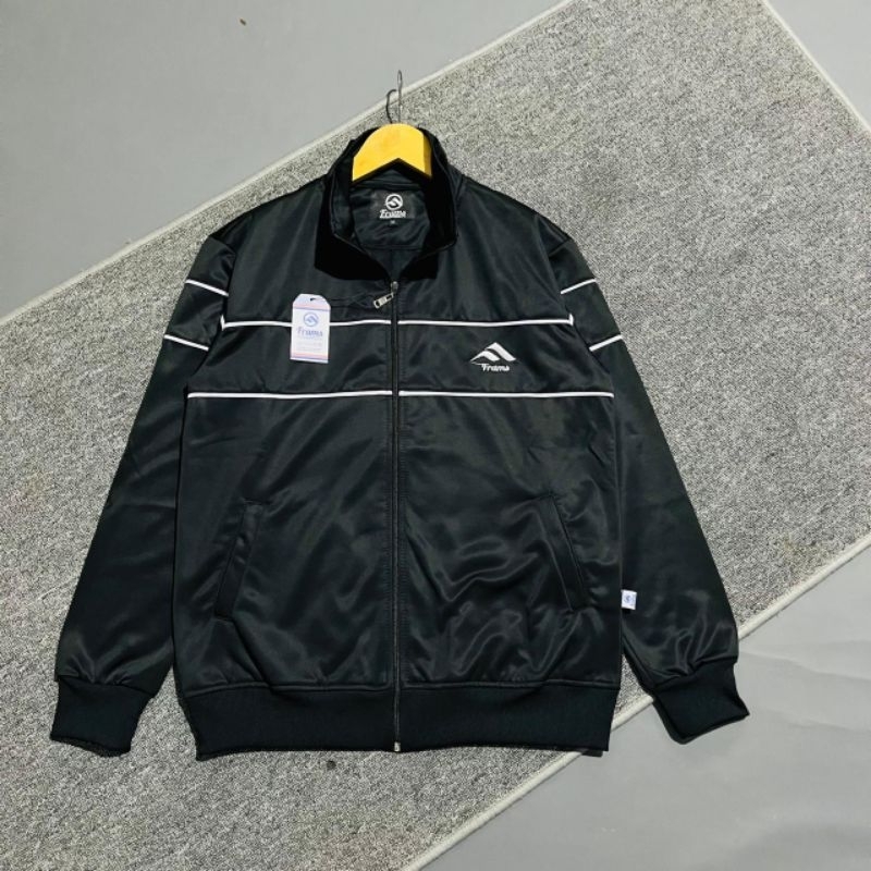 Jual Jaket Tracktop Frams Mode Clasic Hitam Strip Putih Logo Bordier Full Tag | Shopee Indonesia