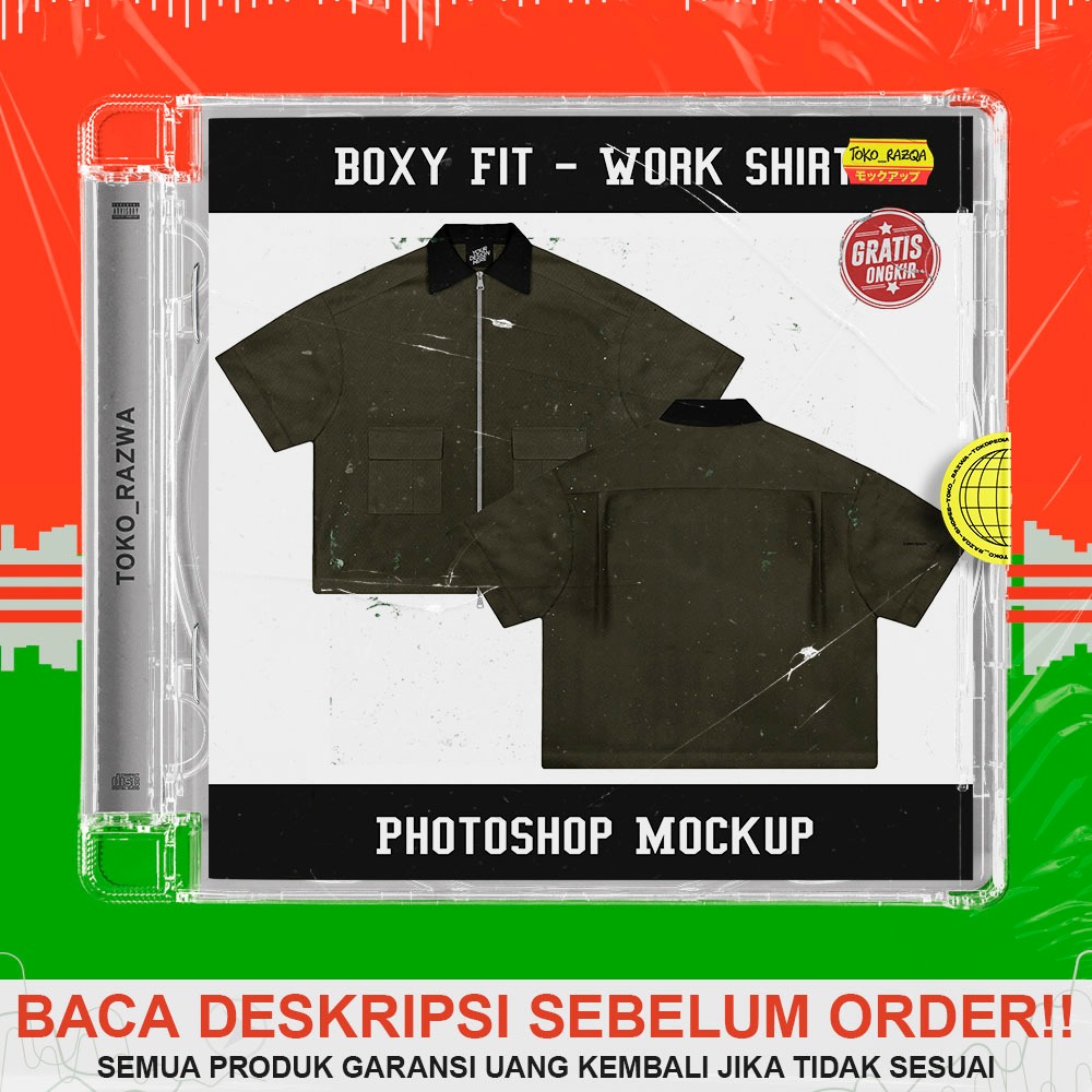Jual Photoshop Mockup - Boxy Fit - Work Shirt - Depan Belakang - 130924 ...
