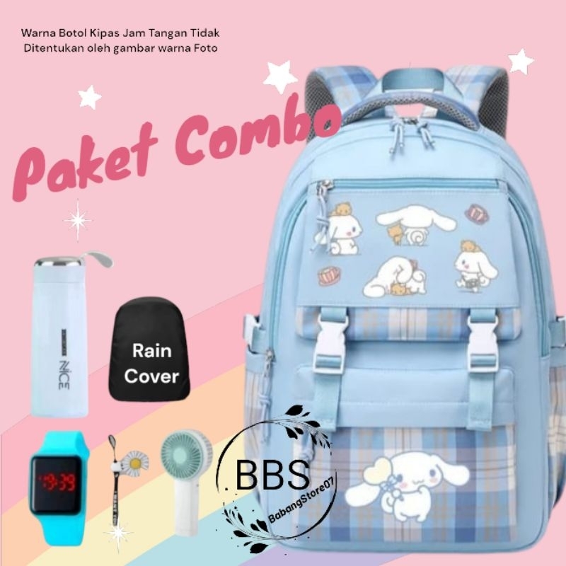 Jual Tas Cinnamorol Anak Perempuan Ransel Sekolah perempuan SD SMP banyak bonus paket combo tas ...