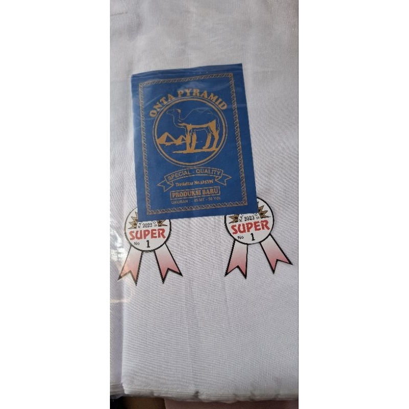 Jual KAIN MORI / KACI PUTIH CAP ONTA PYRAMID per 1 meter | Shopee Indonesia