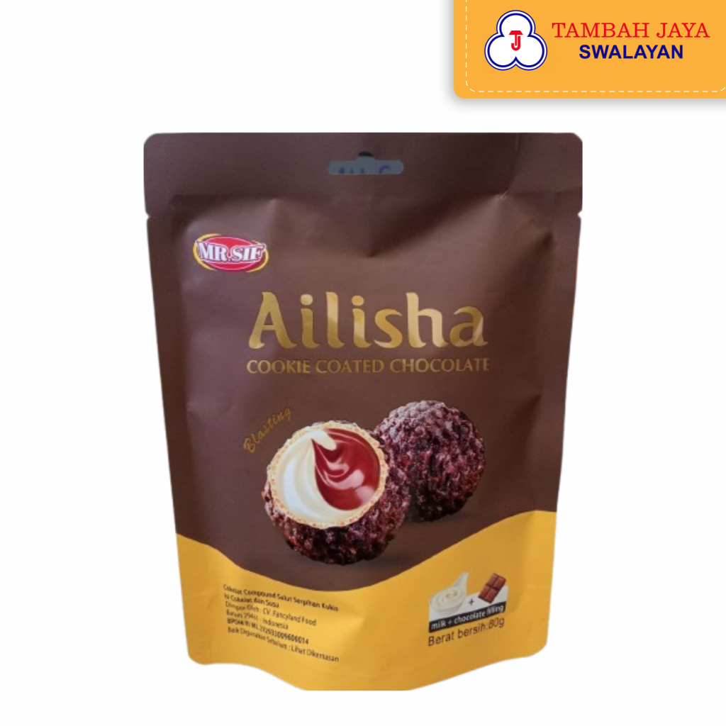 Jual Ailisha Cookie Coated Chocolate Rasa Milk+Chocolate Filling 80g ...