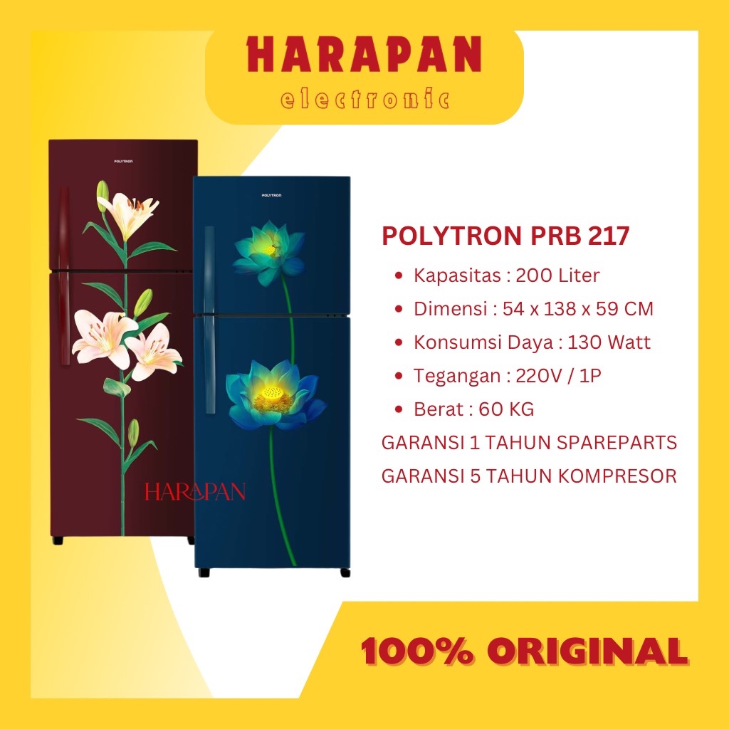 Jual KULKAS 2 PINTU POLYTRON PRB 217 / LEMARI ES FREZZER PRB 219 - 200 ...