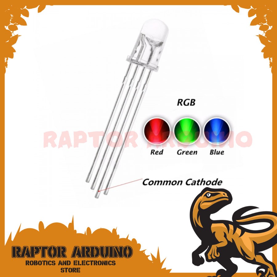 Jual LED RGB Clear Common Cathode 5mm Transparan 4 Pin Tri Color Katoda ...