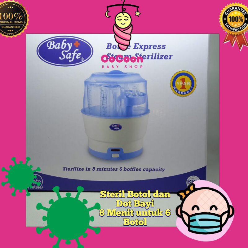 Jual Pensteril Botol Dot Bayi Steril Uap Botol Dot Bayi Babysafe Baby Safe Bottle Express Steam ...