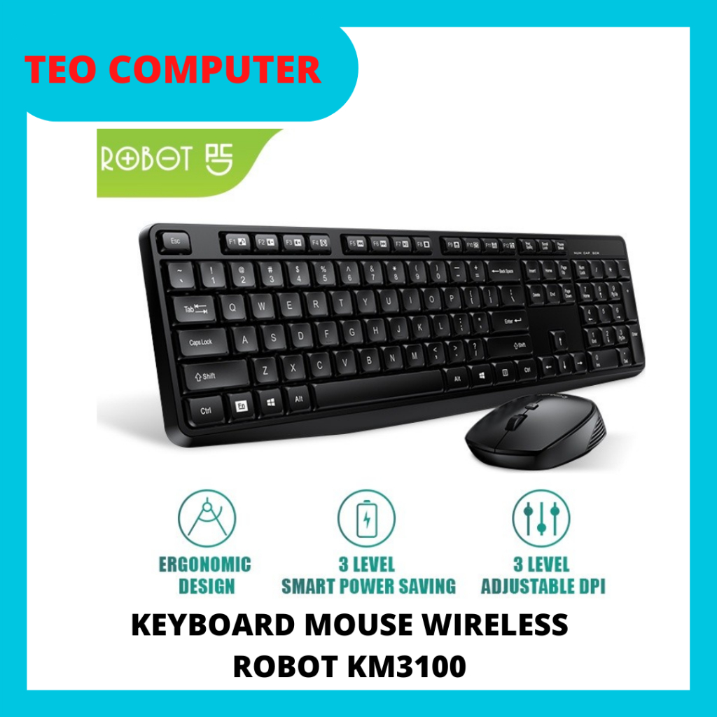Jual KEYBOARD MOUSE WIRELESS ROBOT KM3100 Combo Set Optical Mouse ...