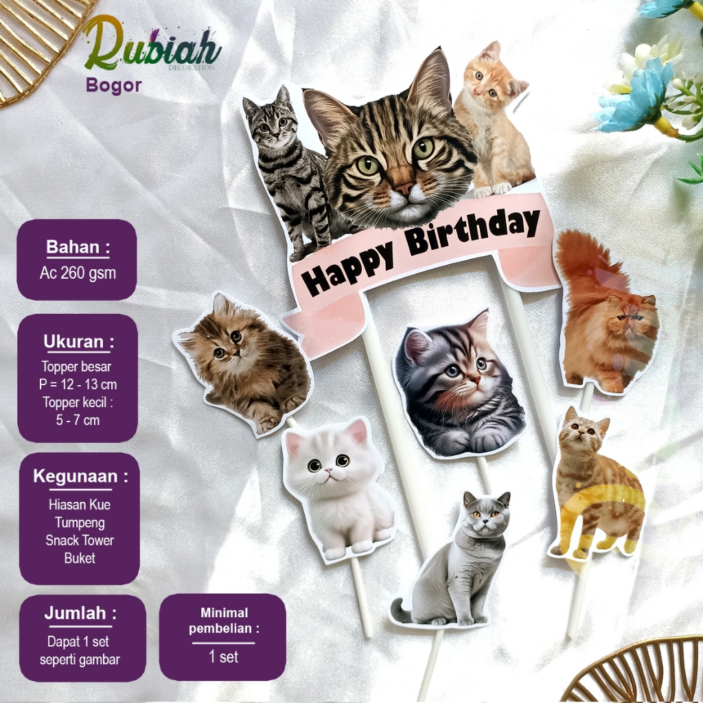 Jual Topper cake karakter kucing hiasan kue ulang tahun snack tower ...