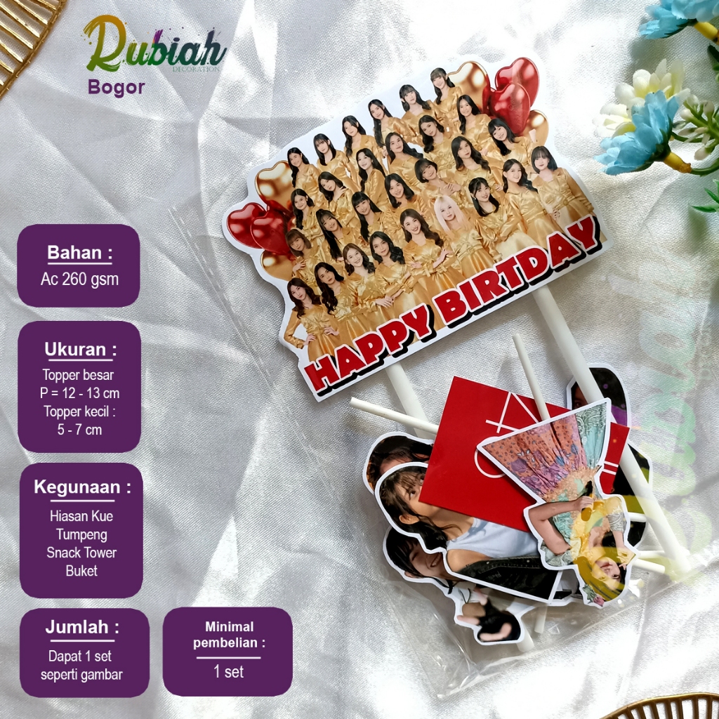 Jual topper cake karakter JKT 48 gold hiasan kue ulang tahun buket ...