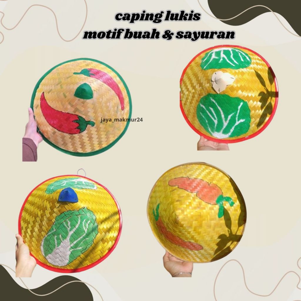 Jual caping lukis motif buah & sayuran / topi caping anak tk | Shopee ...
