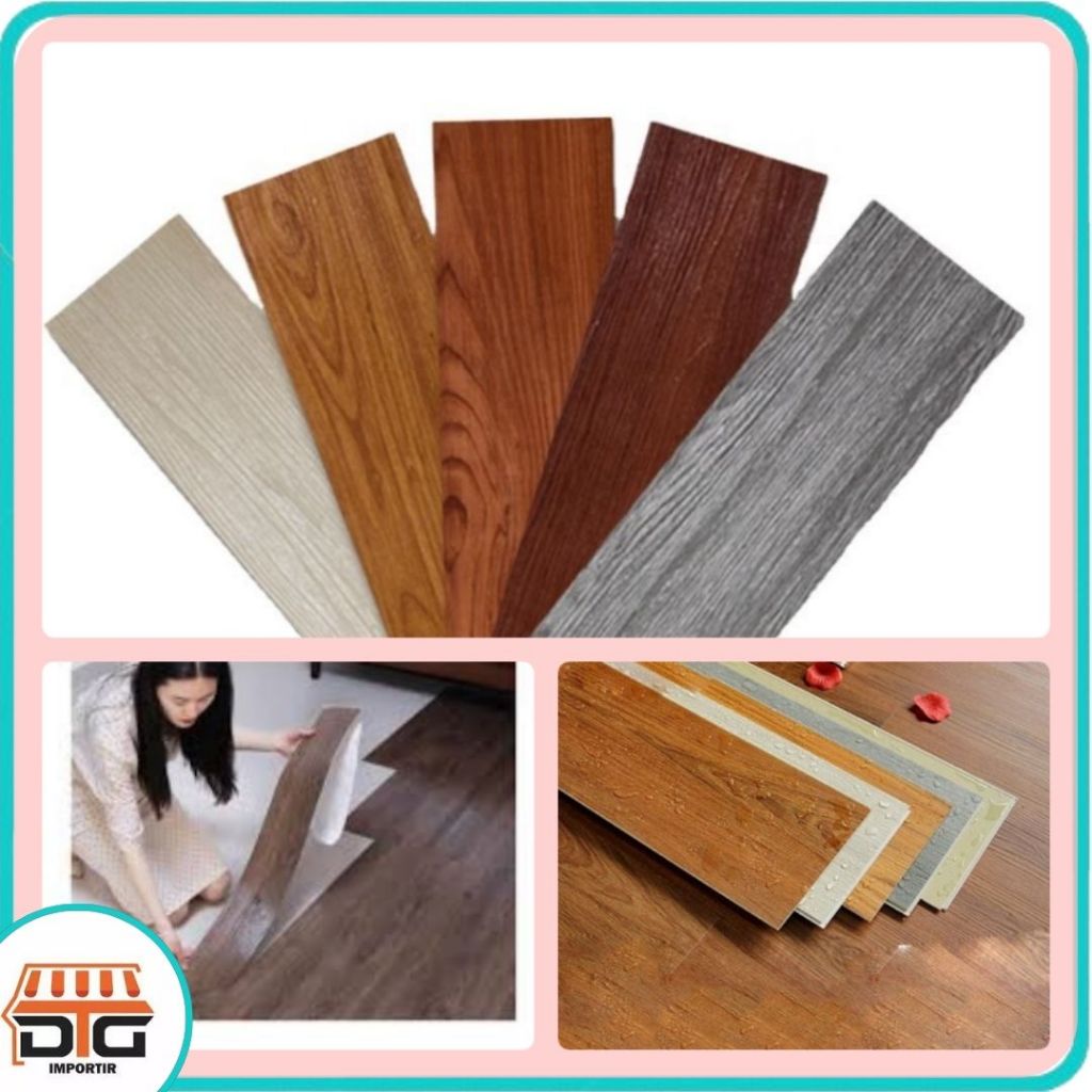 Jual DISKON !! Stiker Lantai Vinyl / Perekat Lantai Motif Kayu Premium 91.4cmX15.2cm Tebal 2MM ...