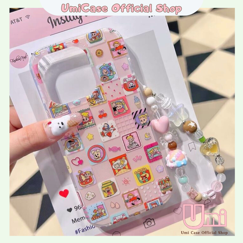 Jual [COD READY]Pink Cute Cartoon Character Phone Case with Bracelet ...