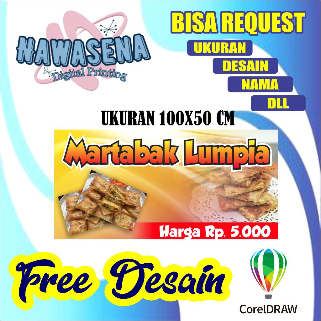 Jual Cetak Spanduk Banner Martabak Lumpia Free Design | Shopee Indonesia
