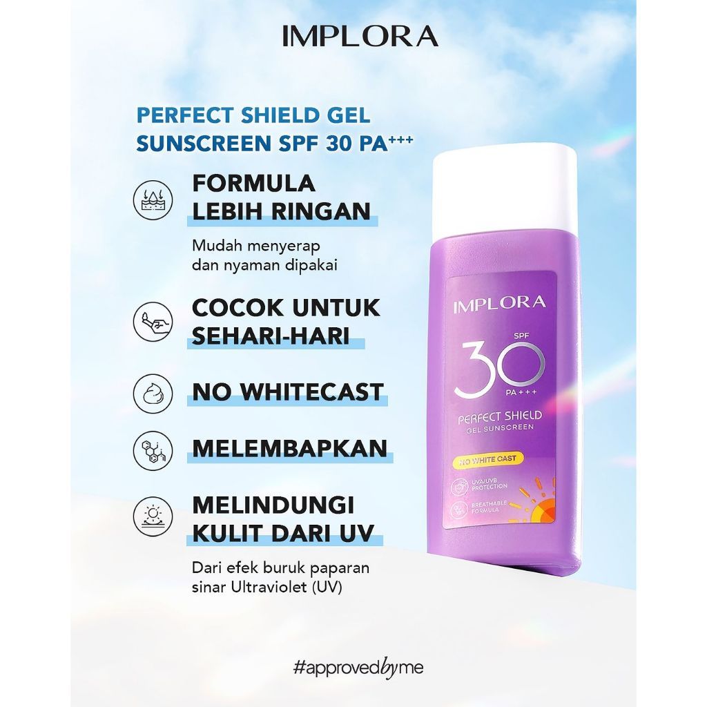 Jual IMPLORA Perfect Shield Gel Sunscreen SPF 30 PA+++ 50ml | Shopee Indonesia