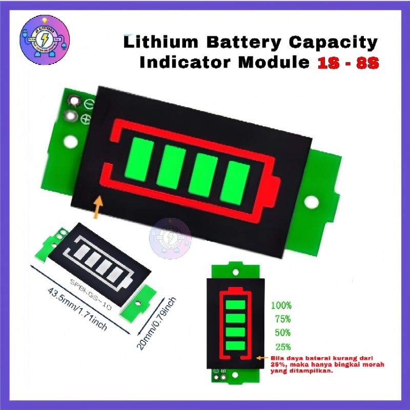 Jual Lithium Battery Capacity Indicator Module/ Led indikator Batrai ...