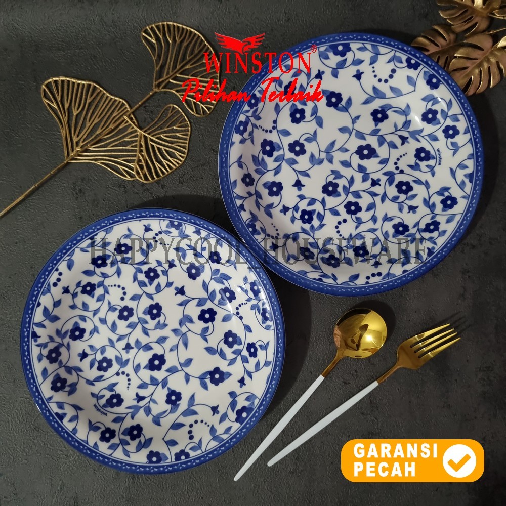 Jual WINSTON 1pcs Piring Lotong Keramik 9,25in Alamanda Biru Series ...