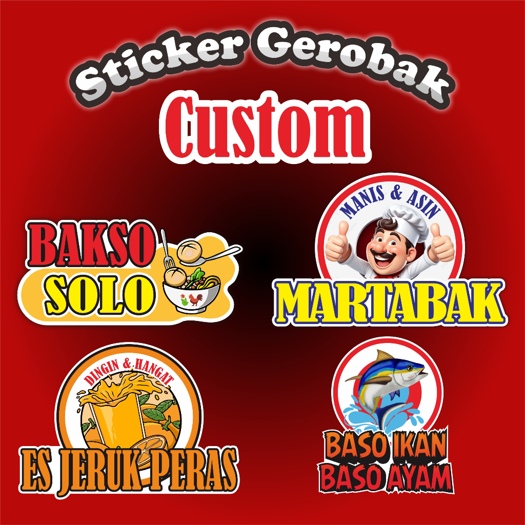 Jual Sticker Gerobak Custom, Sticker Nama Usaha, Sticker Kaca, Sticker ...