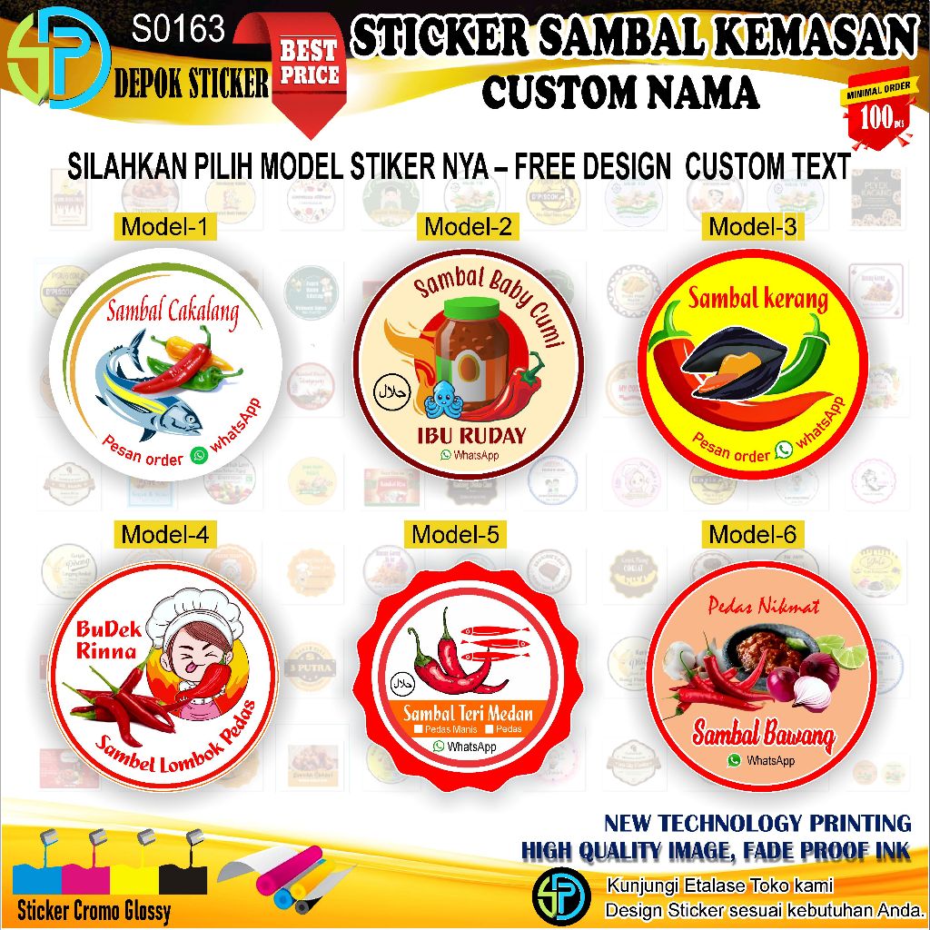 Jual CETAK STIKER SAMBAL KEMASAN CUSTOM | Shopee Indonesia