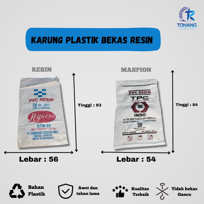 Jual Karung plastik bekas resin setara gabah 50kg isi 10pcs | Shopee ...