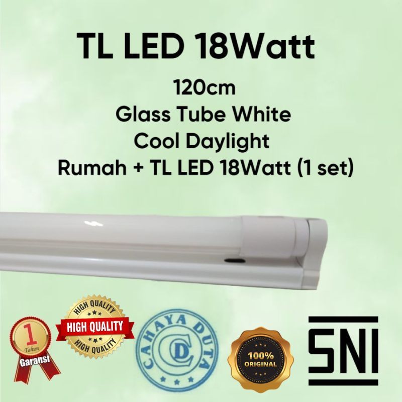 Jual Set Kap Lampu TL LED 18W T8 120cm | Shopee Indonesia