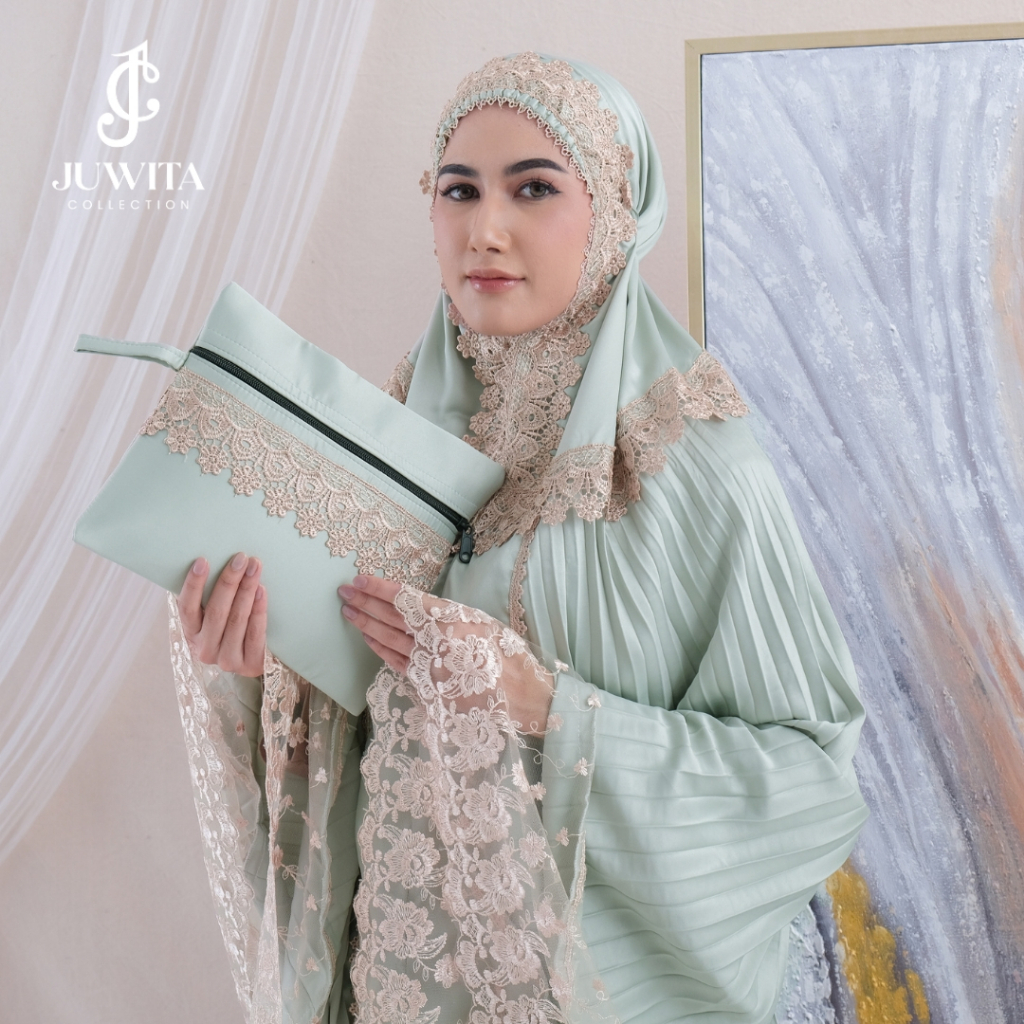 Jual JUWITA - Mukena Dewasa Dinda Plisket Tepi Renda Gipper Tile Sutra ...