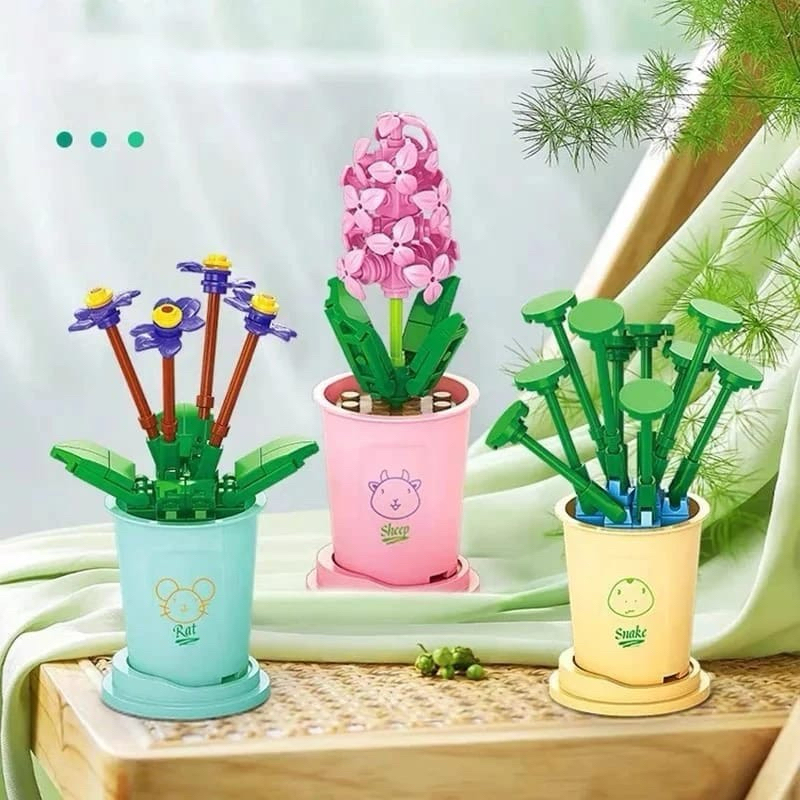 Jual Mainan Edukasi Tanaman Pot Balok Bunga Susun / Brick Buket Flower ...