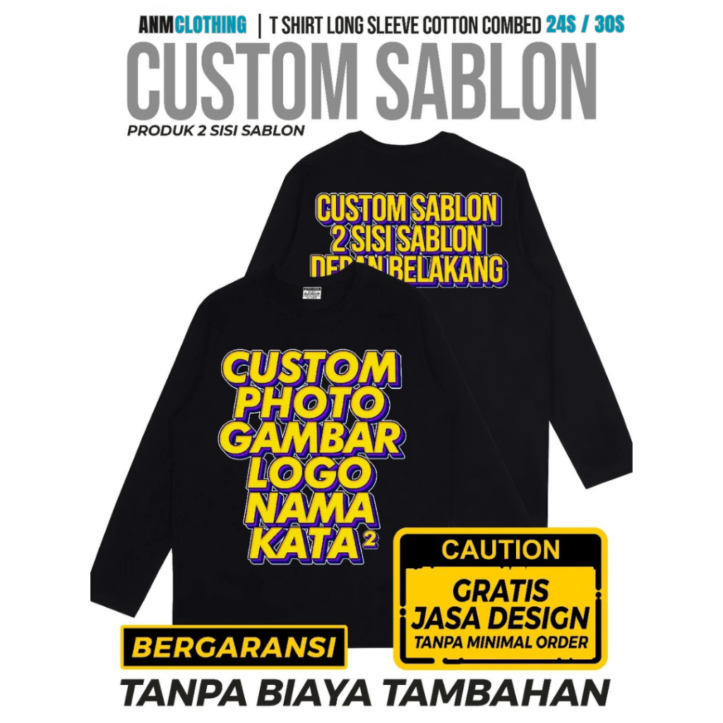 Jual Kaos Sablon Custom Dtf - Sablon Tshirt Satuan - Design Bebas Kata ...