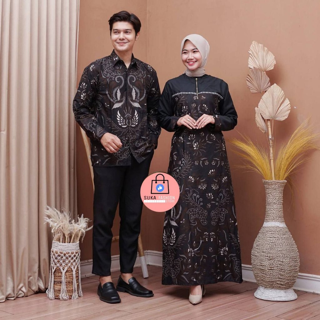 Jual Batik couple gamis batik model terbaru gamis batik kombinasi batik ...
