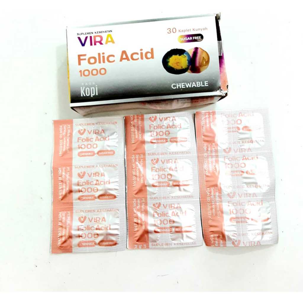 Jual Vira Folic Acid 1000 IU Strip isi 6 tablet - Mengandung asam folat ...