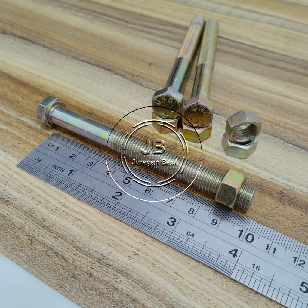 Jual BAUT MUR M10X100 KUNCI 14 PANJANG 10CM M10 X 100 10 CM BAUD KUNING ...