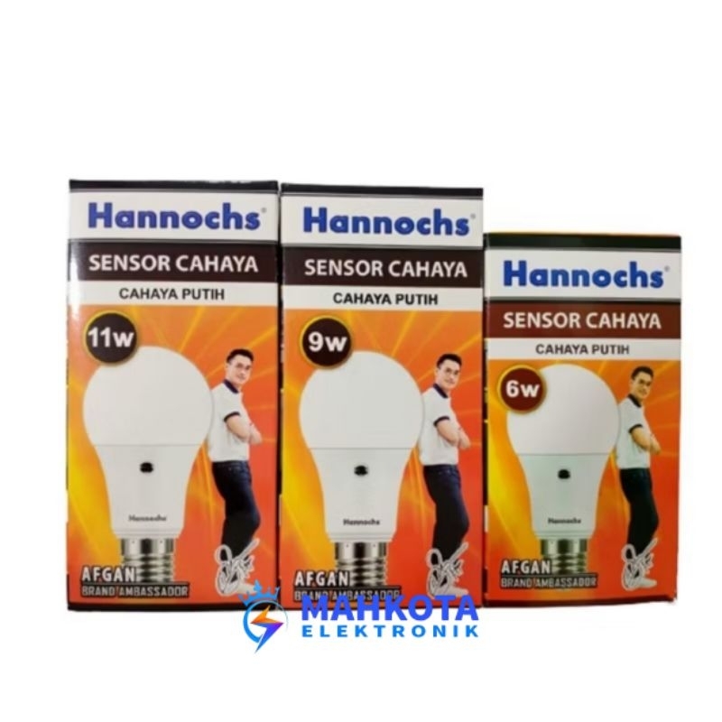 Jual Bola Lampu Bohlam Hannochs Sensor Cahaya Putih Otomatis 6W, 9W, 11W, 30W | Shopee Indonesia
