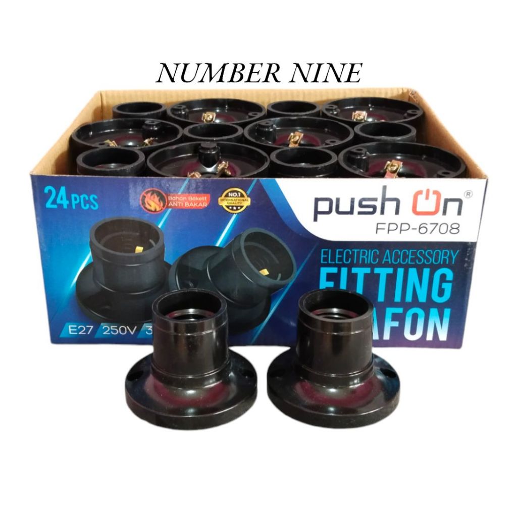 Jual (Paket Isi 24) Push On Fitting Plafon Bulat Hitam E27 | Shopee ...