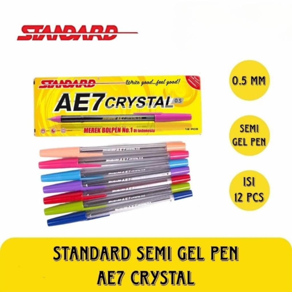 Jual PULPEN / BALLPOINT / PEN / BOLPEN STANDARD AE7 / PEN STANDARD SEMI GEL AE7 CRYSTAL (1 LUSIN ...