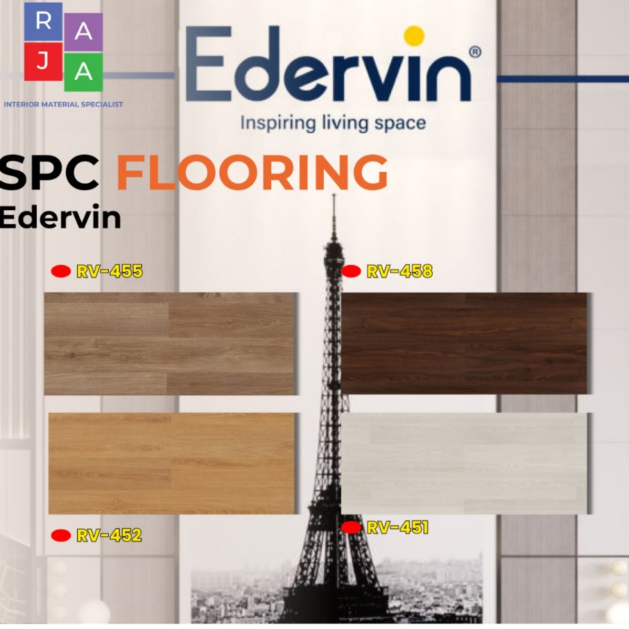Jual Edervin SPC Lantai Sistem Klik Edervin SPC Flooring Tanpa Lem SPC Motif Kayu | Shopee Indonesia