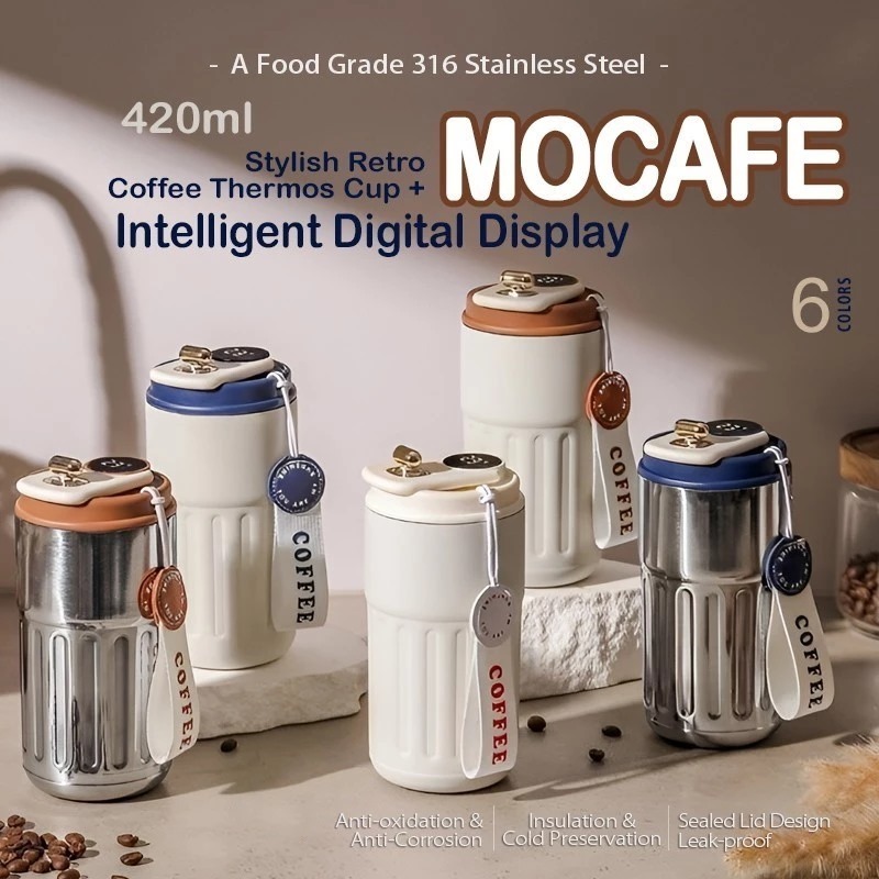 Jual Mug Kopi Aestetic Stainless Steel SUS 304 Dengan Tampilan Suhu ...