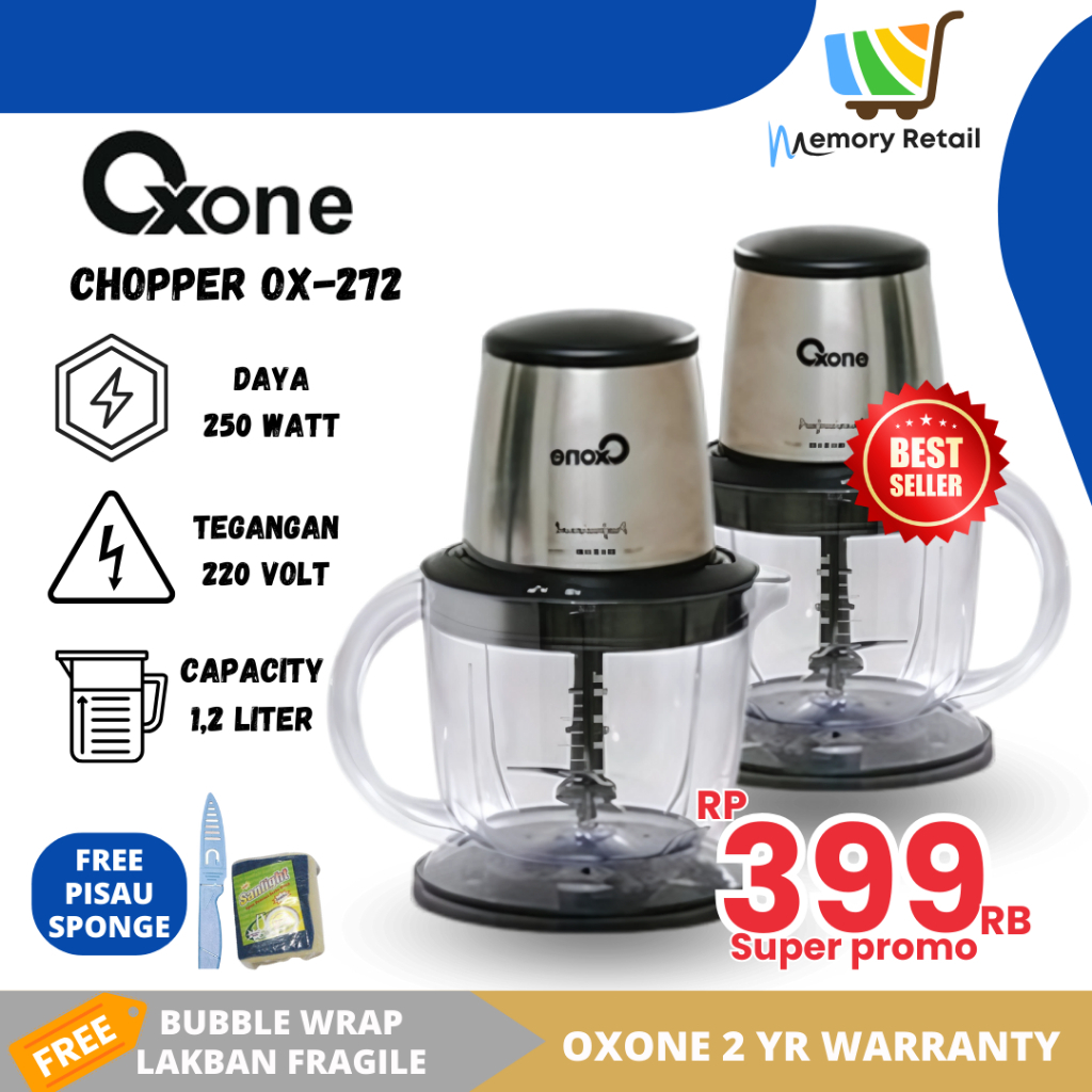 Jual OXONE Chopper OX-272 Penggiling Daging Penghalus Bumbu Low Carbo Hadiah Pernikahan ...